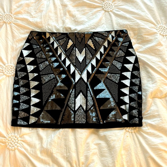 Express | Skirts | Express Black Silver Sequin Skirt | Poshmark